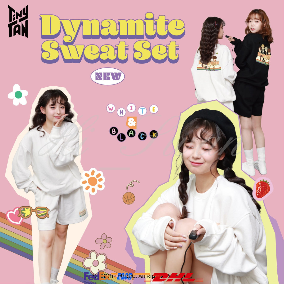 [BTS] - BTS TinyTAN Dynamite Sweat Set up WHITE,BLACK COLOR Official M – HISWAN